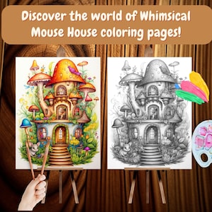 Whimsical Mouse House Coloring Pages Magical Mouse House Coloring Book ...