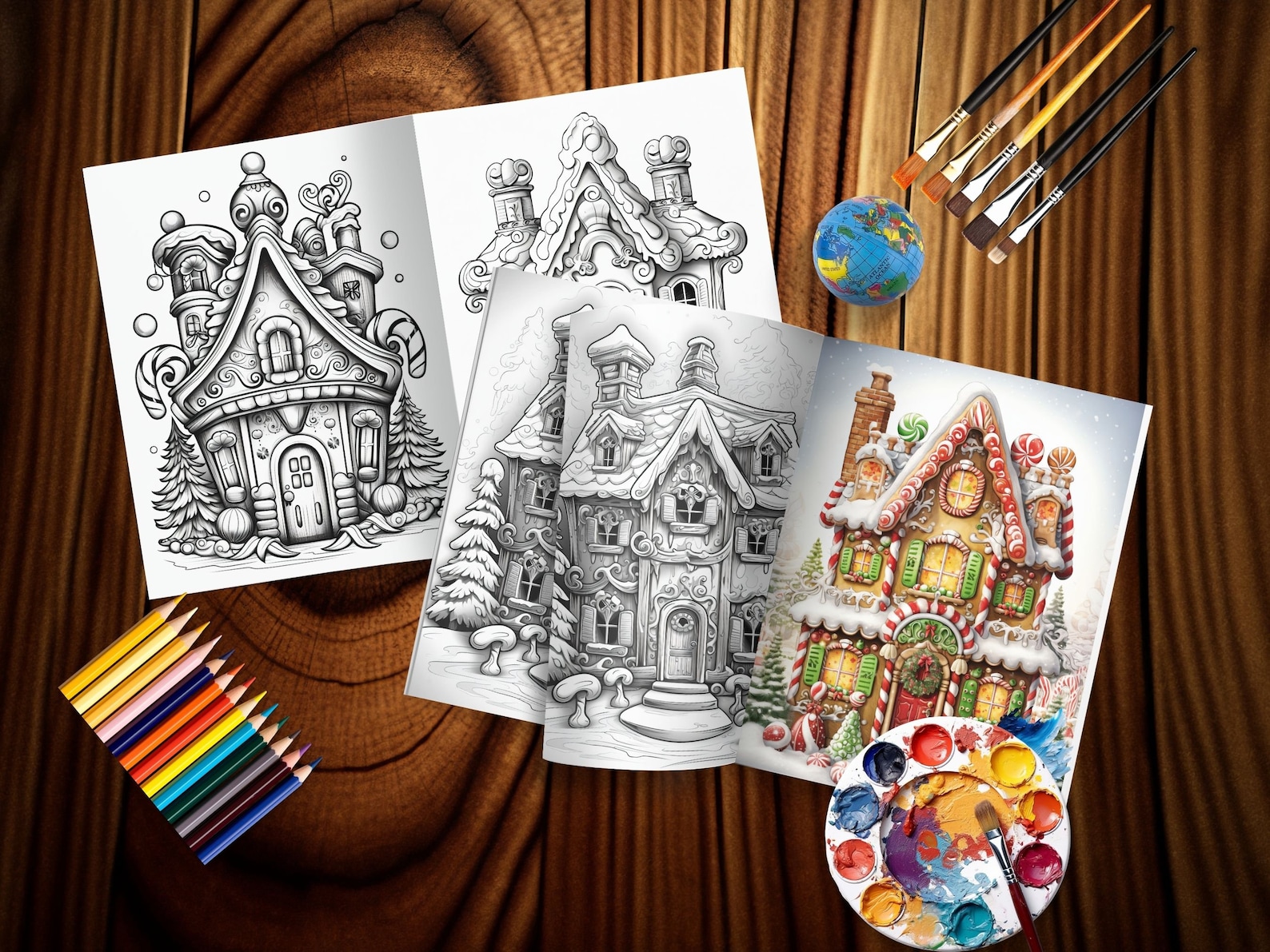 Gingerbread House Coloring Pages for Adults of Gingerbread Houses Candy ...
