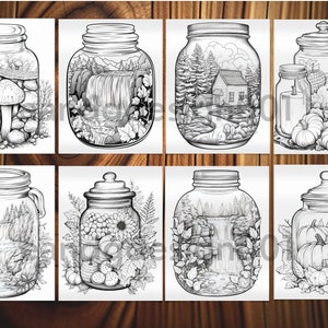 Autumn in A Jar Coloring Pages Fall Coloring Pages Printable Grayscale ...