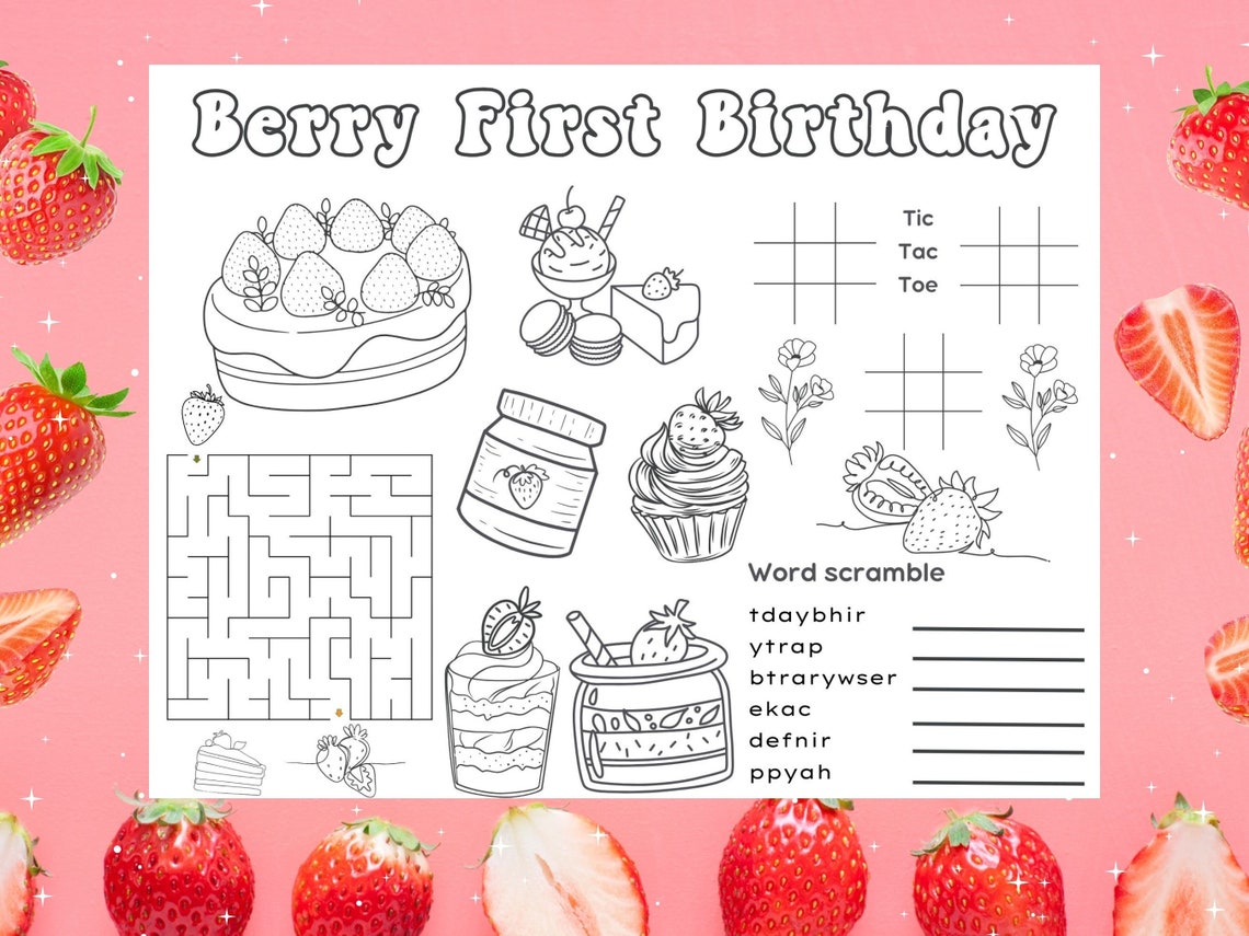 Berry 1st Birthday Coloring Berry First Birthday Coloring Page ...