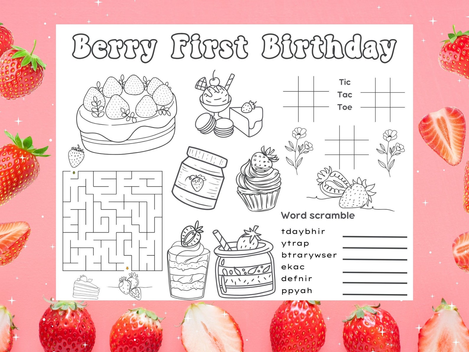 Berry 1st Birthday Coloring Berry First Birthday Coloring Page ...