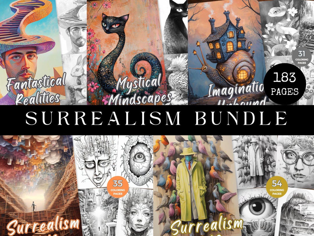 Surrealism Coloring BUNDLE Fantasy Abstract Coloring Book Surreal Art ...