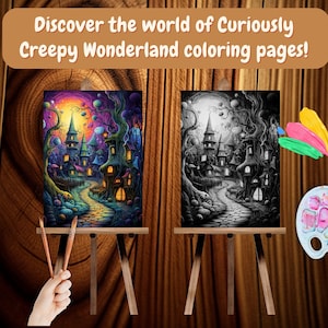 Curiously Creepy Wonderland Coloring Pages for Adults Creepy Landscape ...