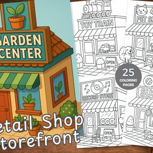 3D Retail Storefront Coloring Page, Printable Boutique, Bakery, Shop ...