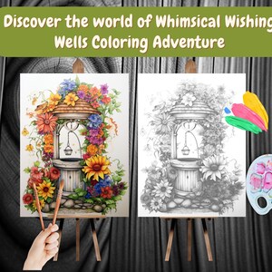 Whimsical Wishing Wells Coloring Pages Printable Enchanted Wellspring ...