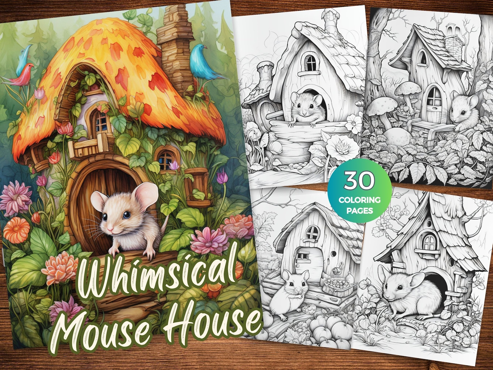 Whimsical Mouse House Coloring Pages Magical Mouse House Coloring Book ...