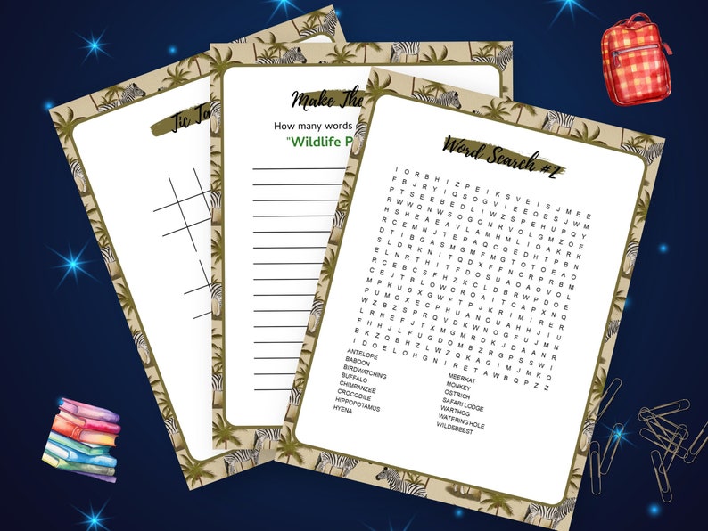 Safari Themed Game Bundle Printable Activities INSTANT - Etsy