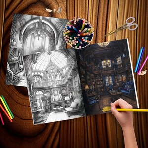 Gothic Interior Coloring Book Instant Download Gothic Architecture ...