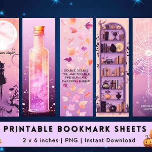 Halloween Bookmarks Bundle Printable Digital Instant Download PNG ...