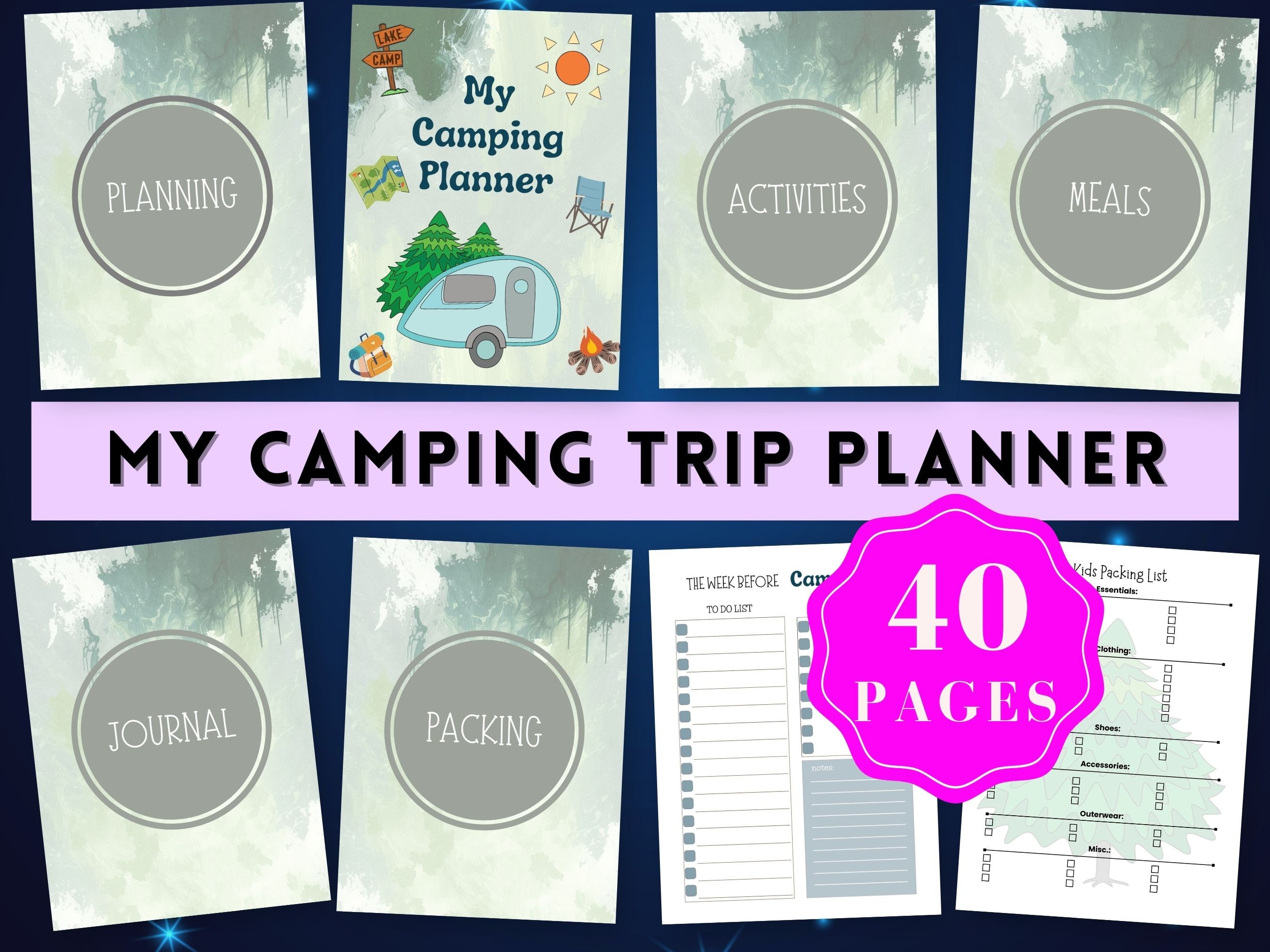 Editable Camping Trip Planner Printable, INSTANT DOWNLOAD, Camping ...