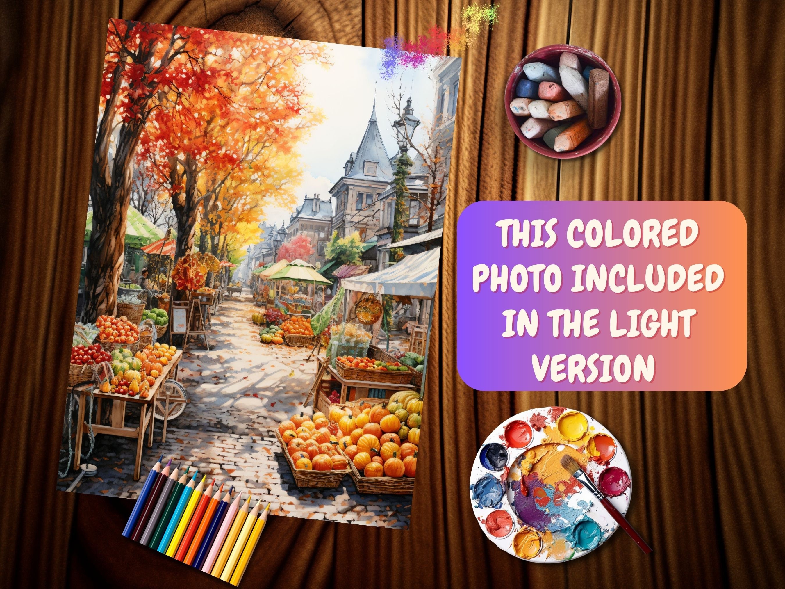 Minimalist Autumn Street Market Coloring Book Printable Coloring Pages ...