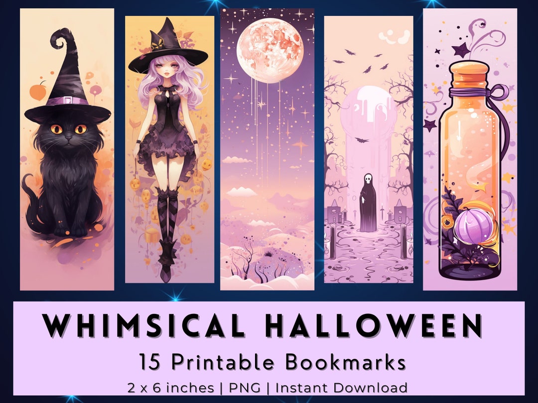 Halloween Bookmarks Bundle Printable Digital Instant Download PNG ...