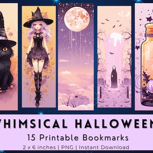Halloween Bookmarks Bundle Printable Digital Instant Download PNG ...