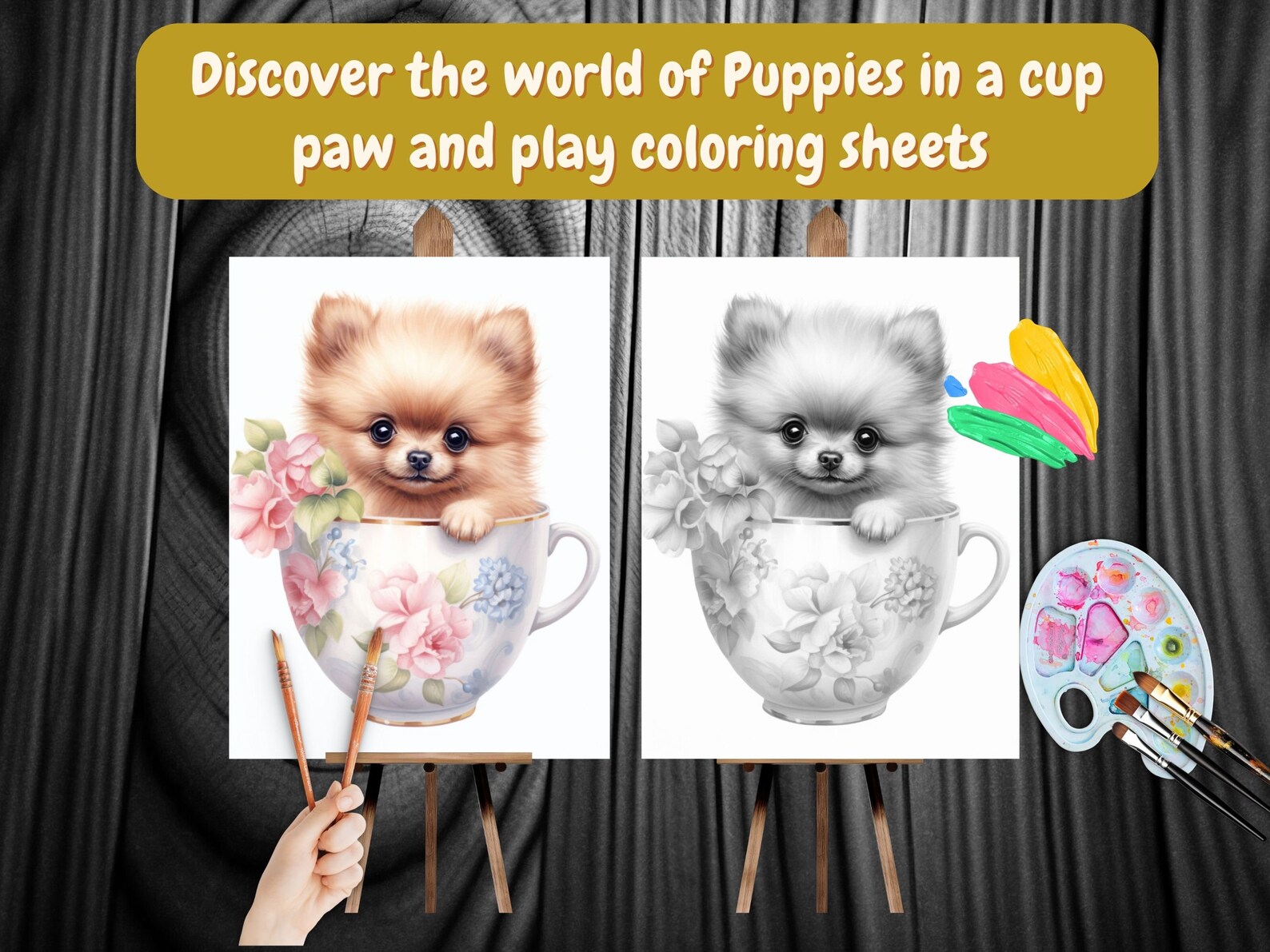 Puppies in a Cup Coloring Pages Puppy Coloring Sheets Printable ...