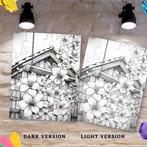 Hanging Flowers Coloring Pages Instant Download Blossom Floral ...