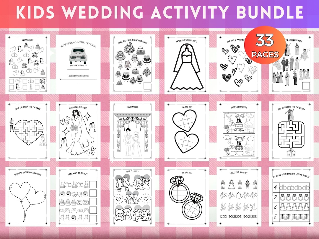 Wedding Activity Pack for Kids, Kid Wedding Reception Activities, Kids ...