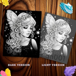 Starlight Fairy Coloring Pages for Adults Night Sky Fairy Coloring Book ...