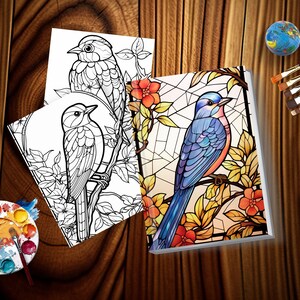 Stained Glass Birds Coloring Pages for Adults Printable Stained Glass ...