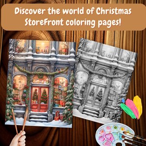 Christmas Storefront Coloring Pages Storefront Grayscale Coloring Book ...