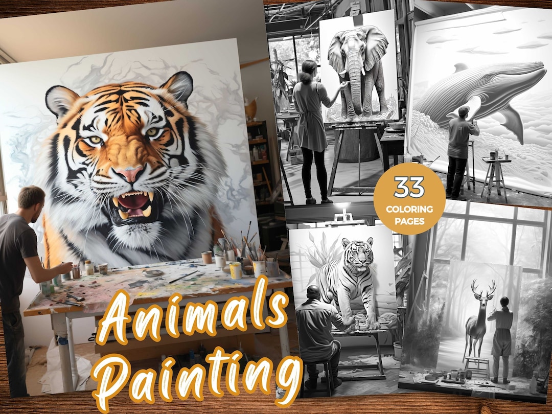 Animal Through a Painting Coloring Page Printable Animals Coloring ...