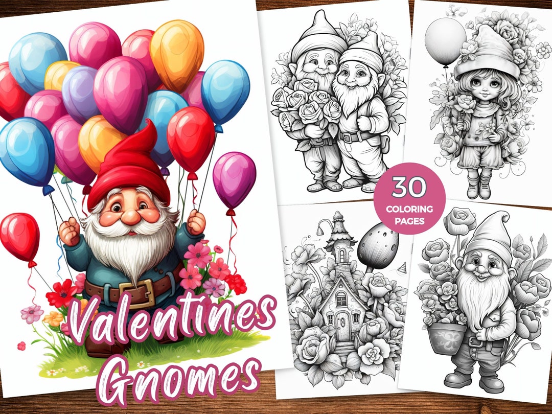 Happy Valentines Coloring Pages Valentines Gnomes Coloring Book ...