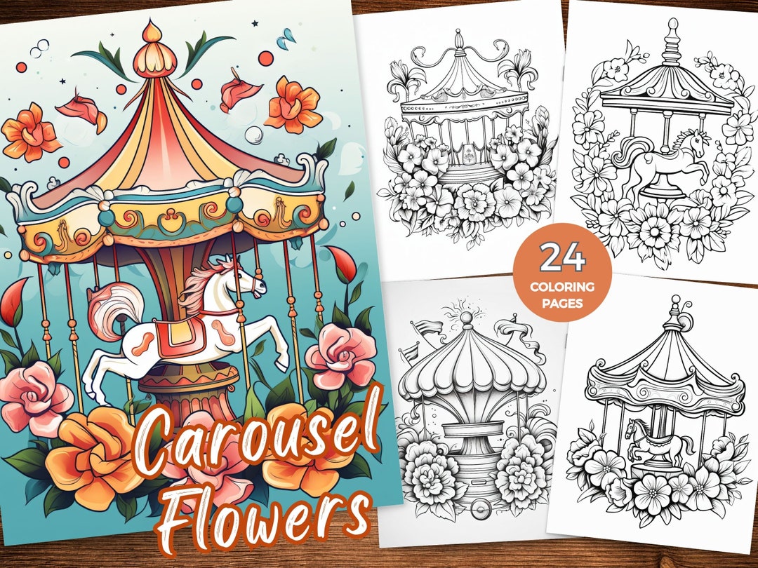Carousel Coloring Pages Carousel Horse Coloring Page Carousel Flowers ...