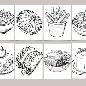 Mexican Treats Coloring Pages, Instant Download, Mexican Food Coloring ...