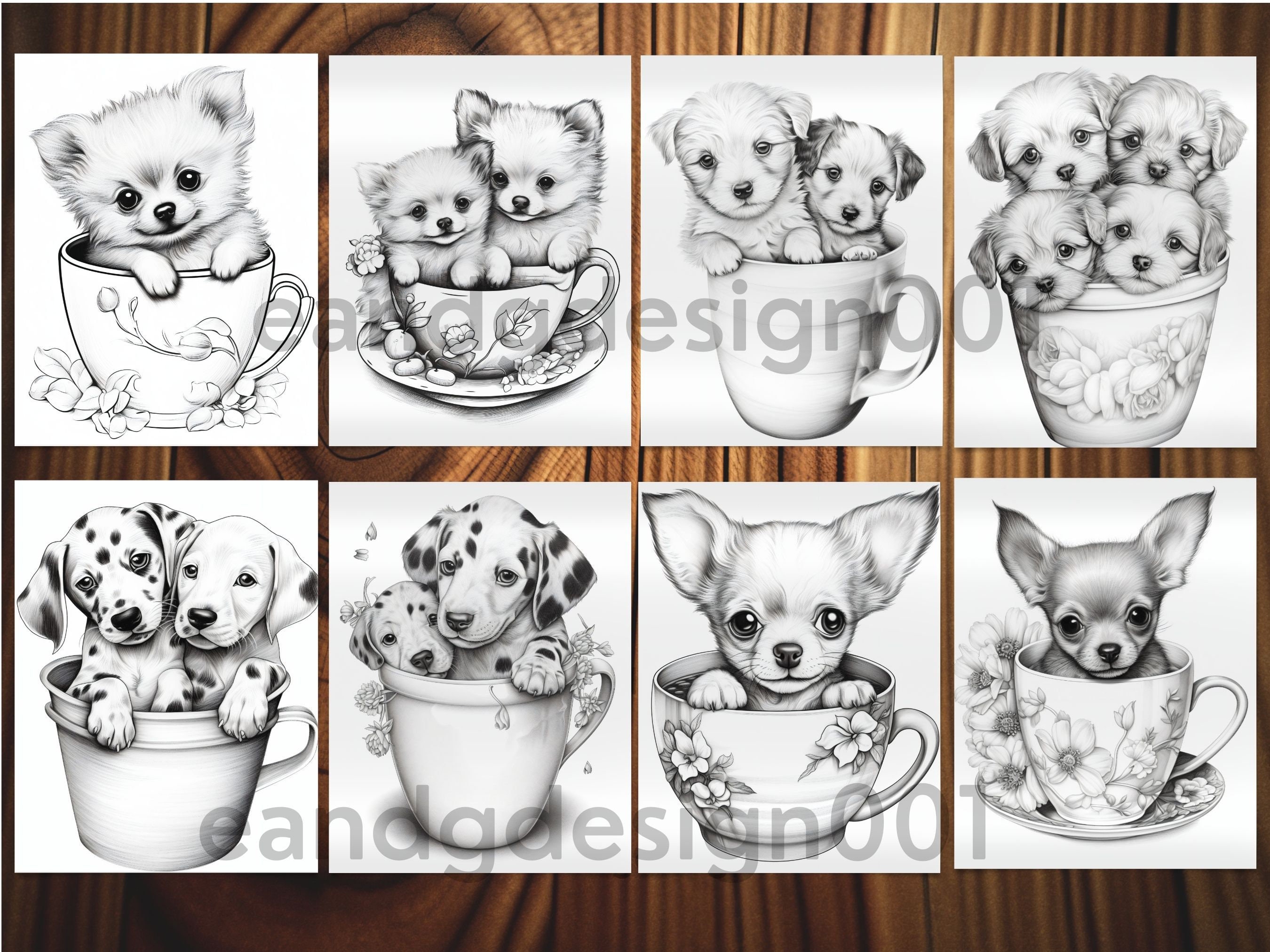 Puppies in a Cup Coloring Pages Puppy Coloring Sheets Printable ...