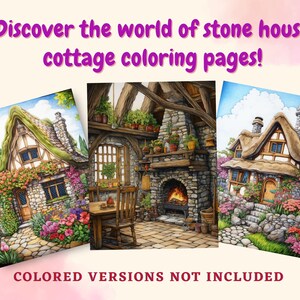 Stone House Cottage Coloring Pages for Adults Instant Download Stone ...