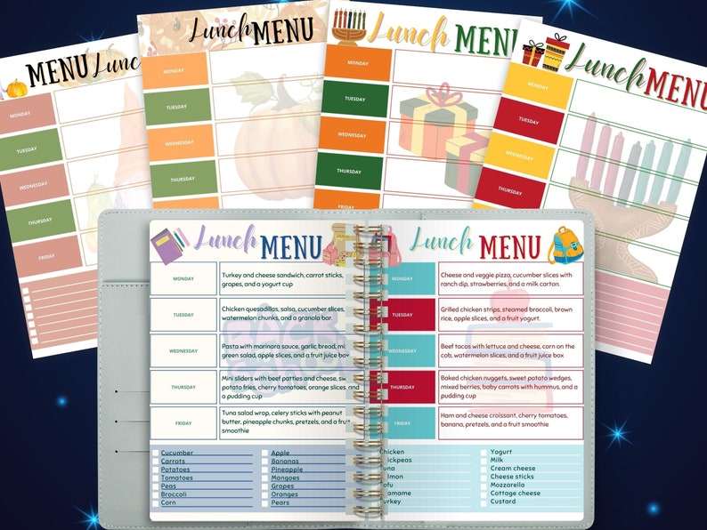 Editable Lunch Menu for Kids INSTANT DOWNLOAD Editable PDF - Etsy
