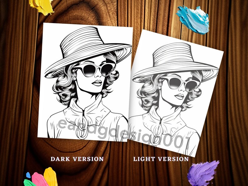 1960s Women Portrait Coloring Pages Creative Coloring of Retro - Etsy