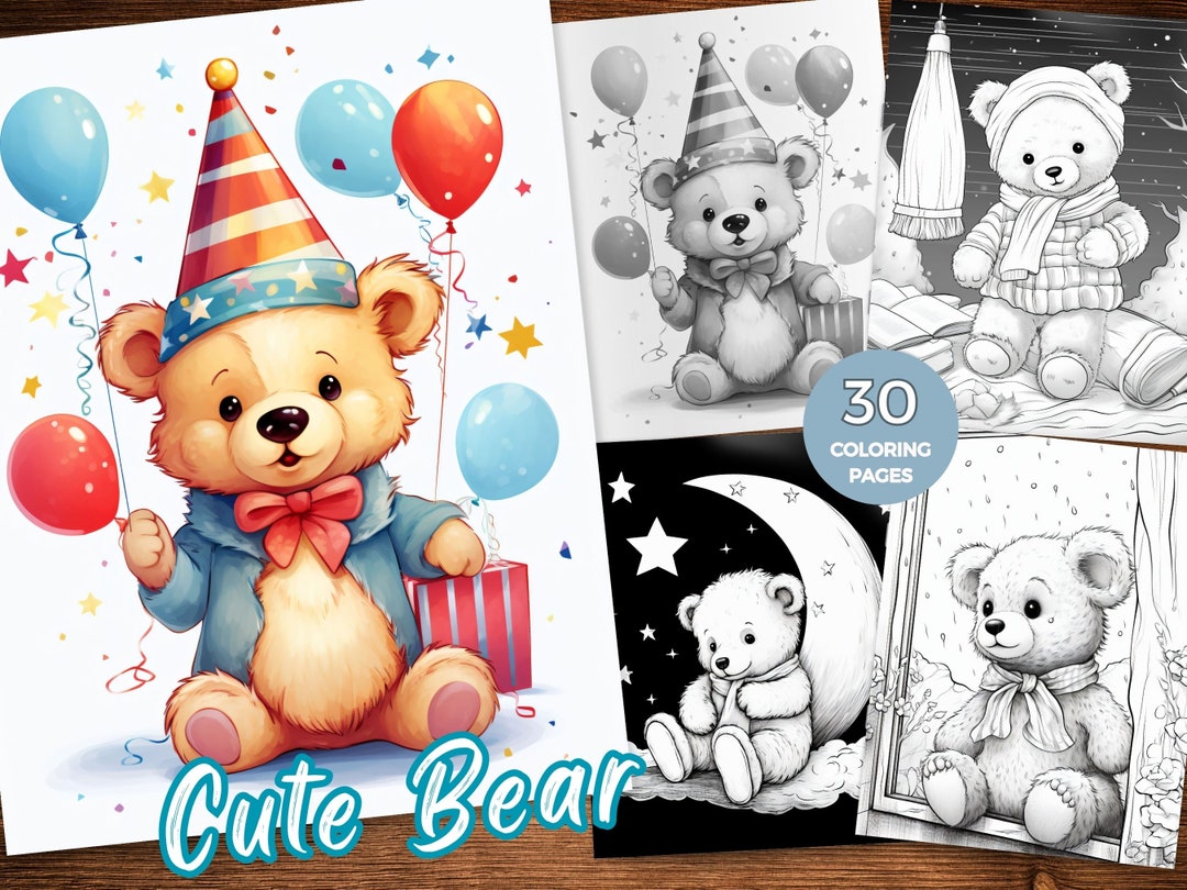 Cute Bear Coloring Book Bear Coloring Pages for Adults Instant Download ...