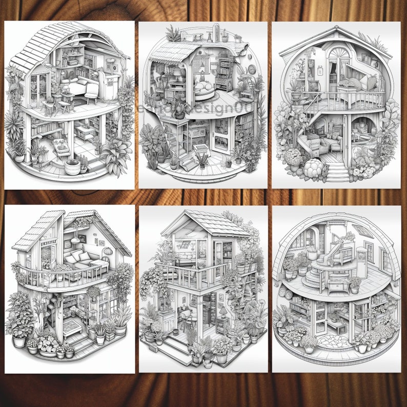 Isometric Room Coloring Pages, Interior Isometric Coloring Printables ...
