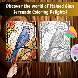 Stained Glass Birds Coloring Pages for Adults Printable Stained Glass ...