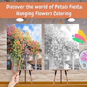 Hanging Flowers Coloring Pages Instant Download Blossom Floral ...