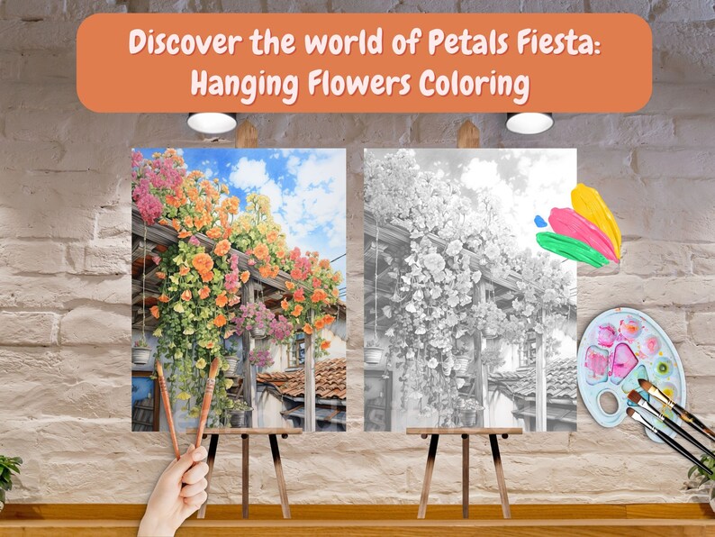 Hanging Flowers Coloring Pages Instant Download Blossom Floral ...