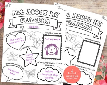 All About My Grandma Fill in the Blank Printable for Mother's Day 303 ...