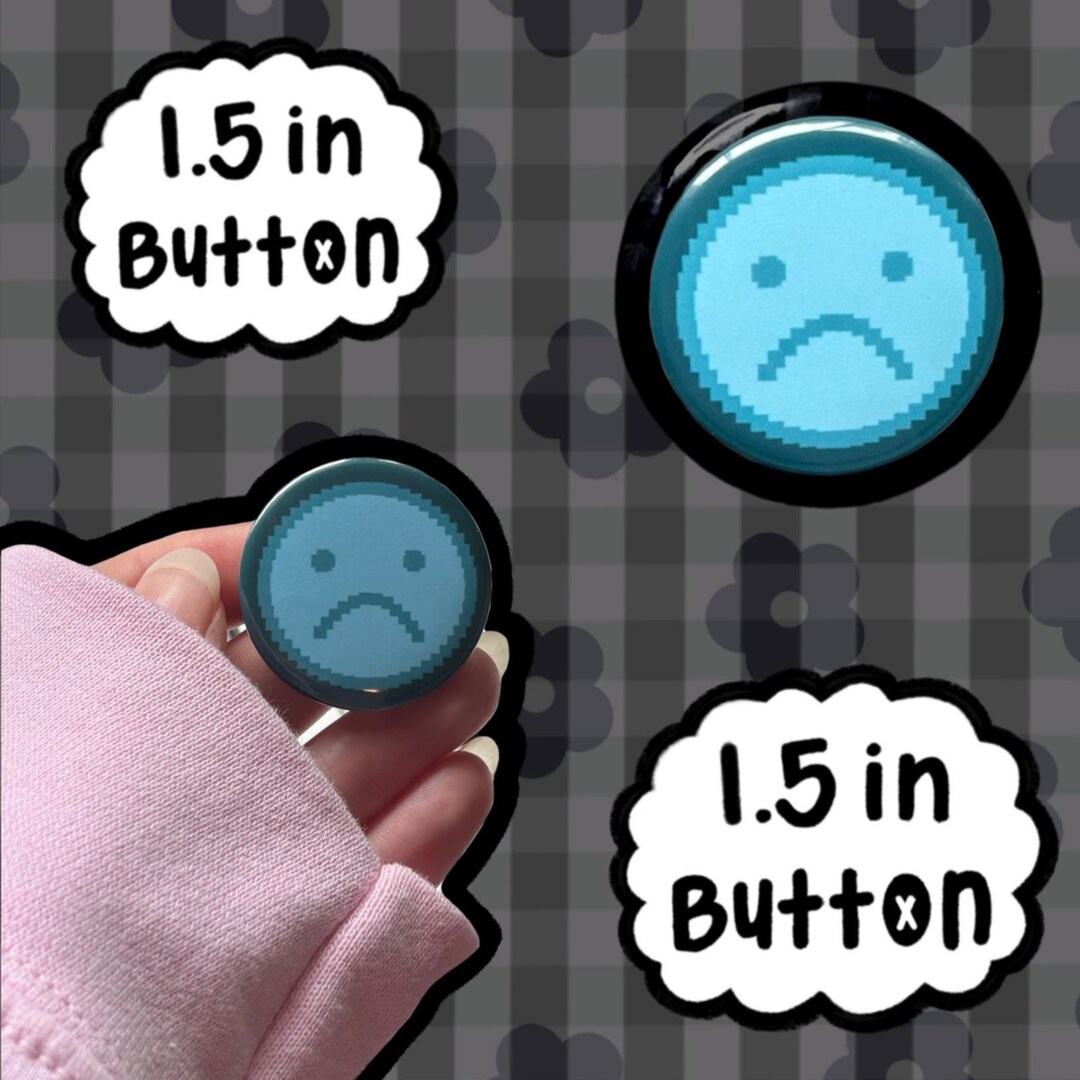 PIXEL SAD FACE Button - Etsy