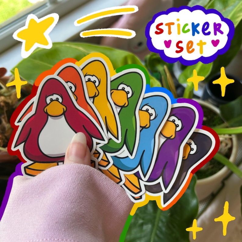 RAINBOW CLUB PENGUIN Stickers From Club Penguin (multiple Color Options ...