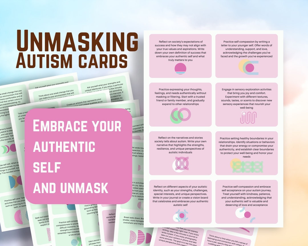 Unmask Autism Cards Therapy Unmasking Autism Planner Stimming ...