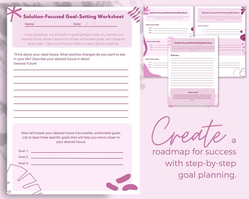 Sfbt Worksheets Goal Setting Solution Focused Therapy School - Etsy