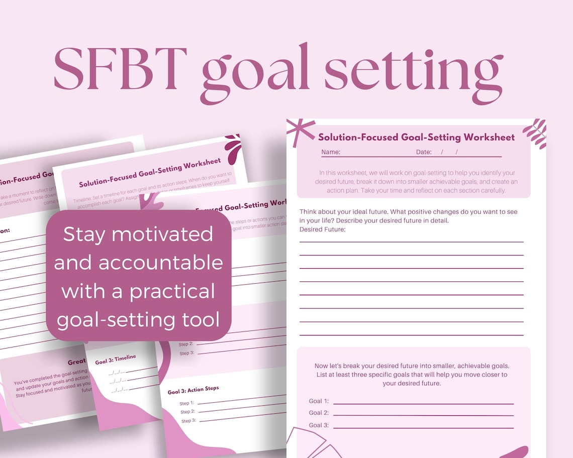 Sfbt Worksheets Goal Setting Solution Focused Therapy School Counselor ...