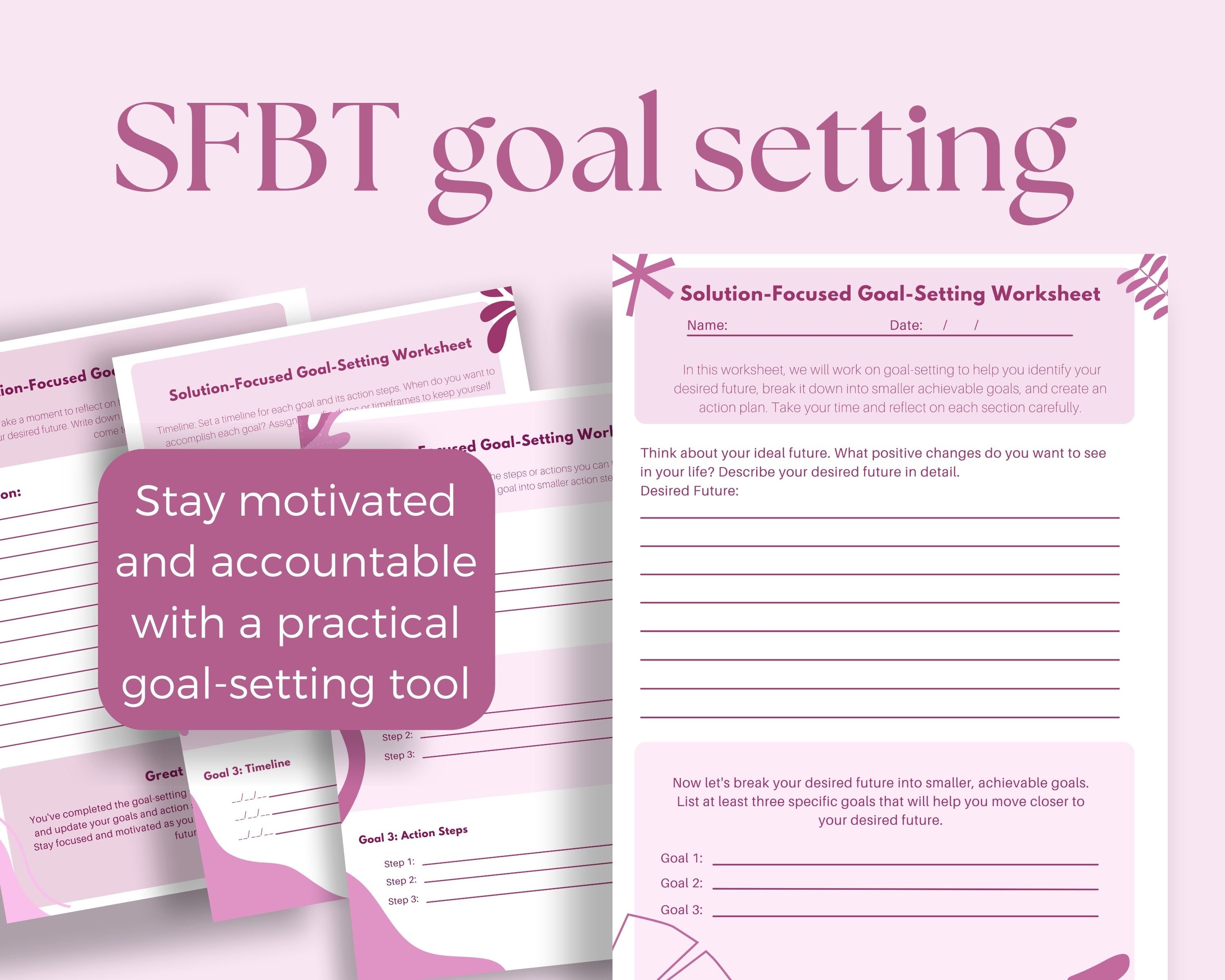 Sfbt Worksheets Goal Setting Solution Focused Therapy School Counselor ...