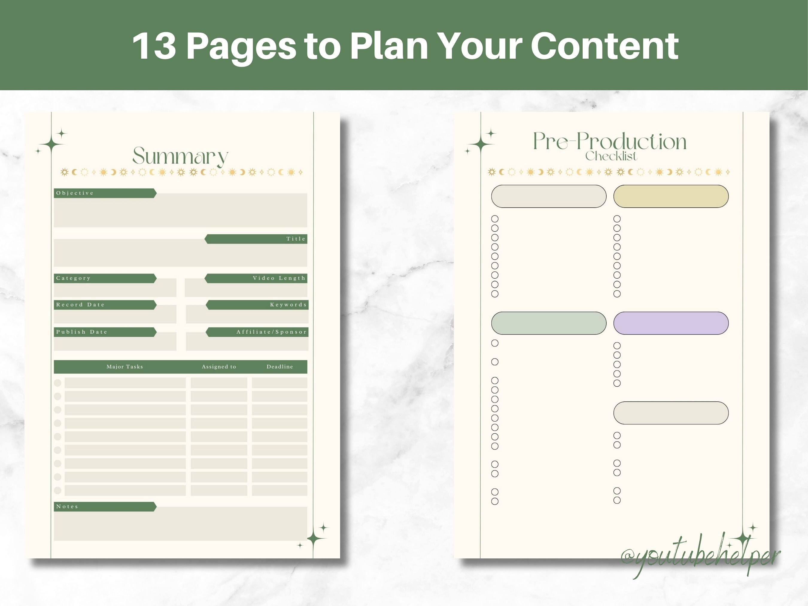 13 Page Youtube Planner How to Plan Youtube Videos Downloadable Planner ...