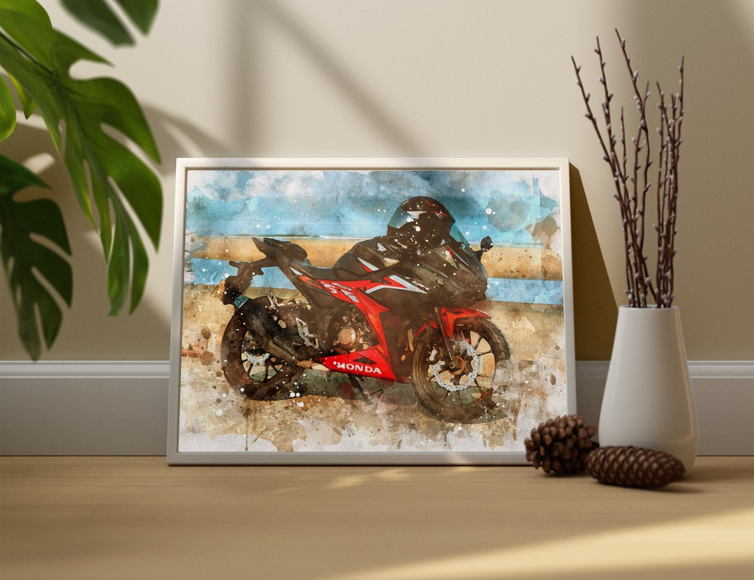 Custom Motorcycle Watercolor Portrait, Vehicle Painting Effect ...