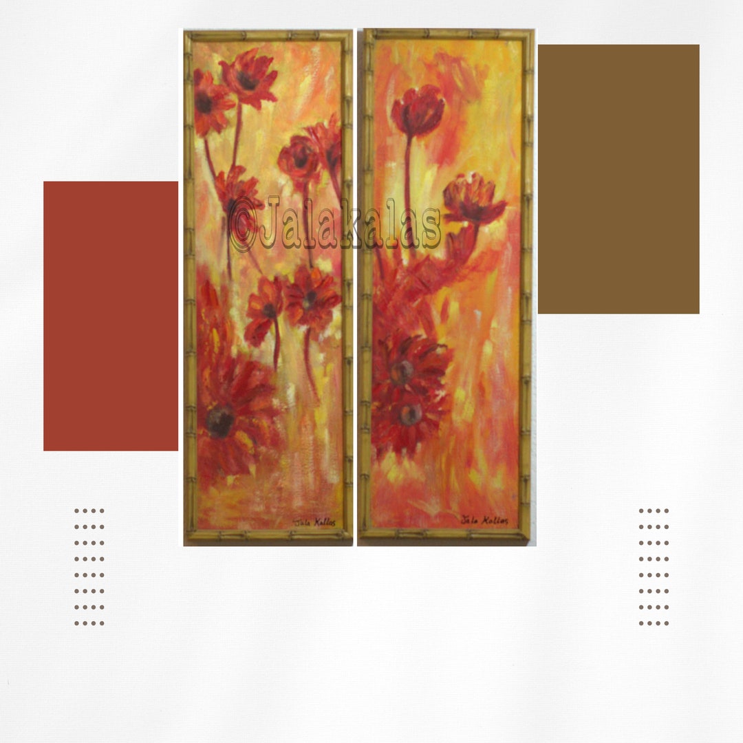 Dark Floral Oil Painting, Red Flower Oil Painting, Dutch Still Life Oil ...