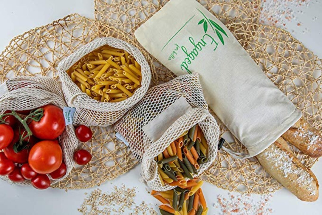 Reusable Produce Bags Mesh Cotton Fruit and Vegetable Bags Eco Friendly ...
