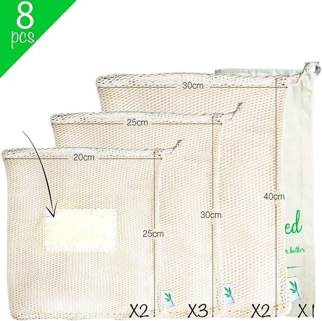 Reusable Produce Bags - Mesh Cotton Fruit and Vegetable Bags - Eco ...