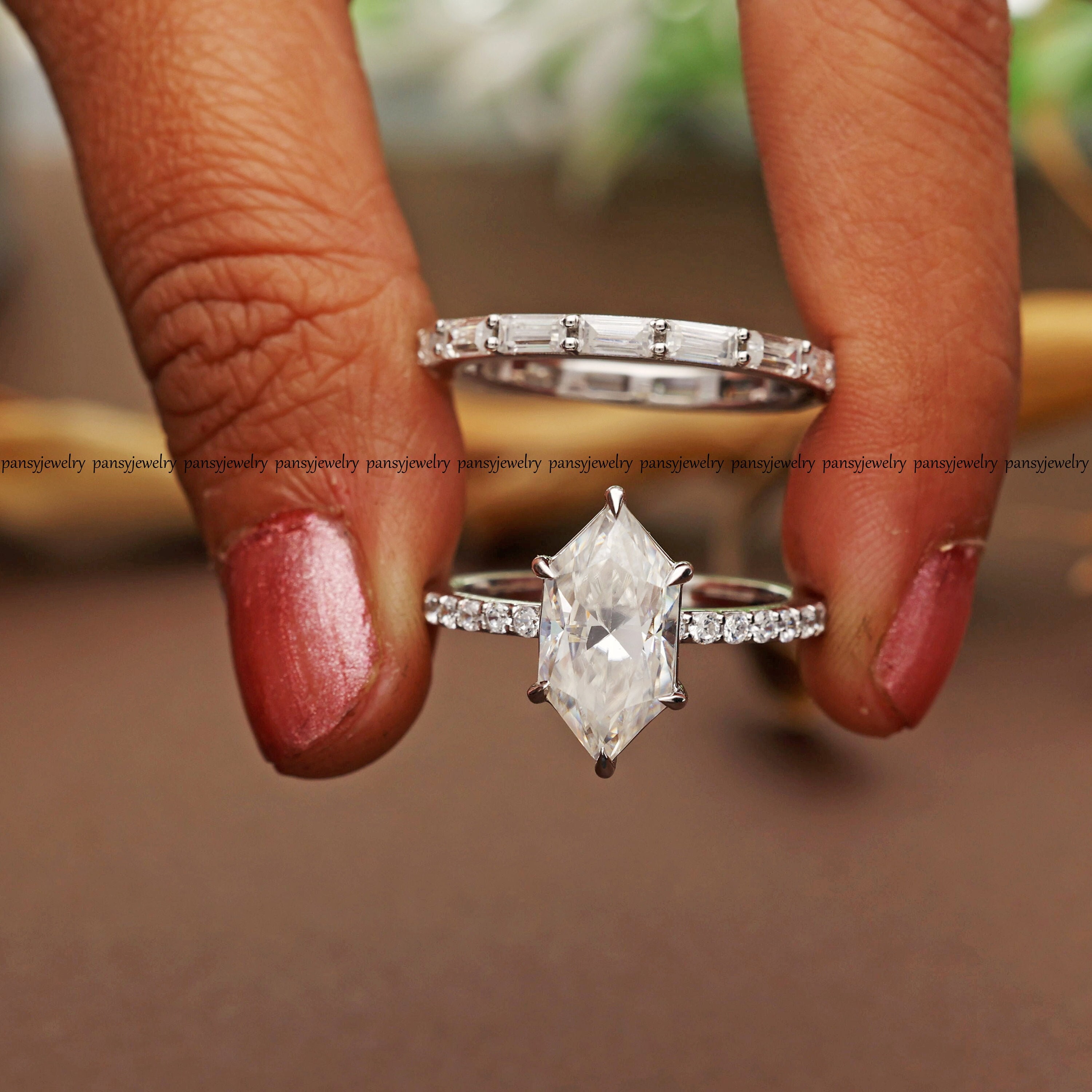 3CT Dutch Marquise Engagement Ring, Colorless Moissanite Ring, Lab ...