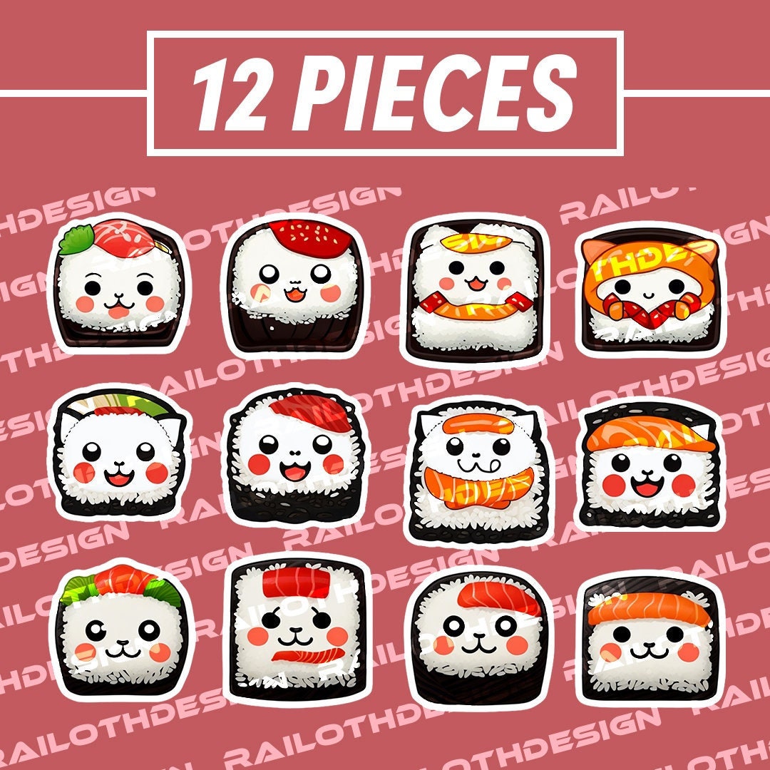 Digital Sticker - Cute Chibi Sushi Stickers/emote for Streams Etc. - Etsy